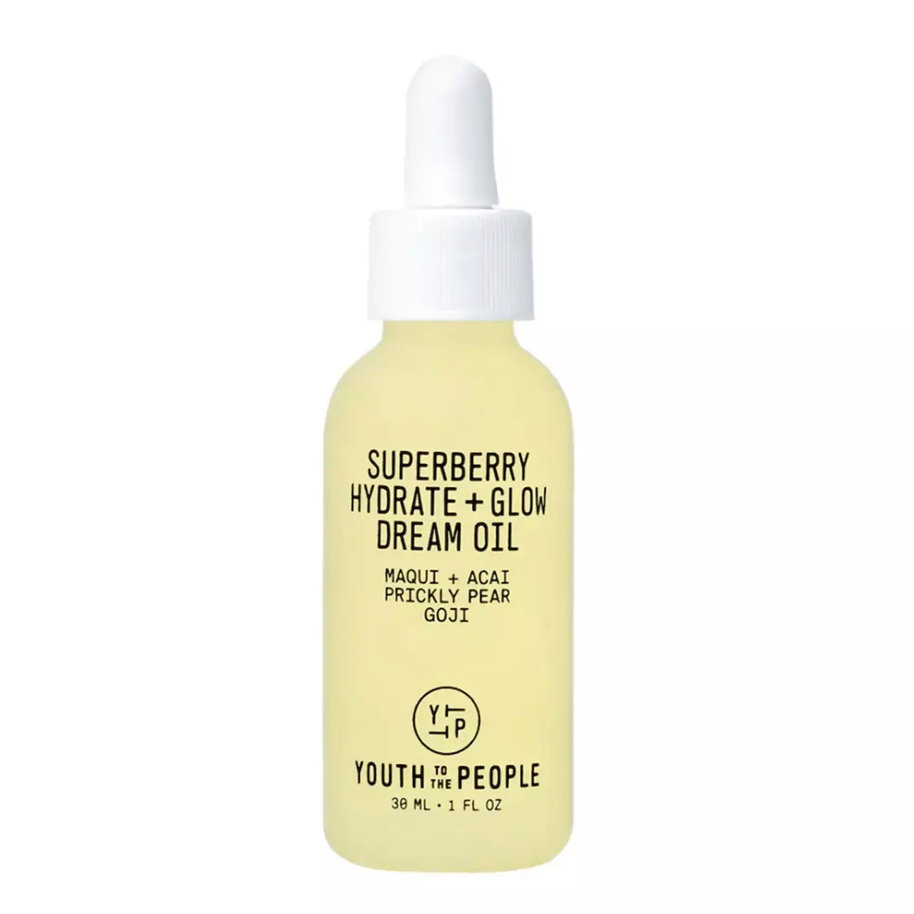 Youth to the People Superberry Hydrate + Glow Dream Oil uz balta fona