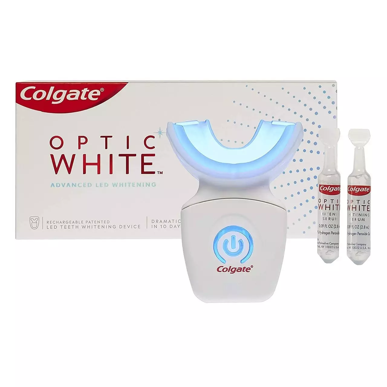 Комплект за избелване на зъби Colgate Optic White At-Home на бял фон