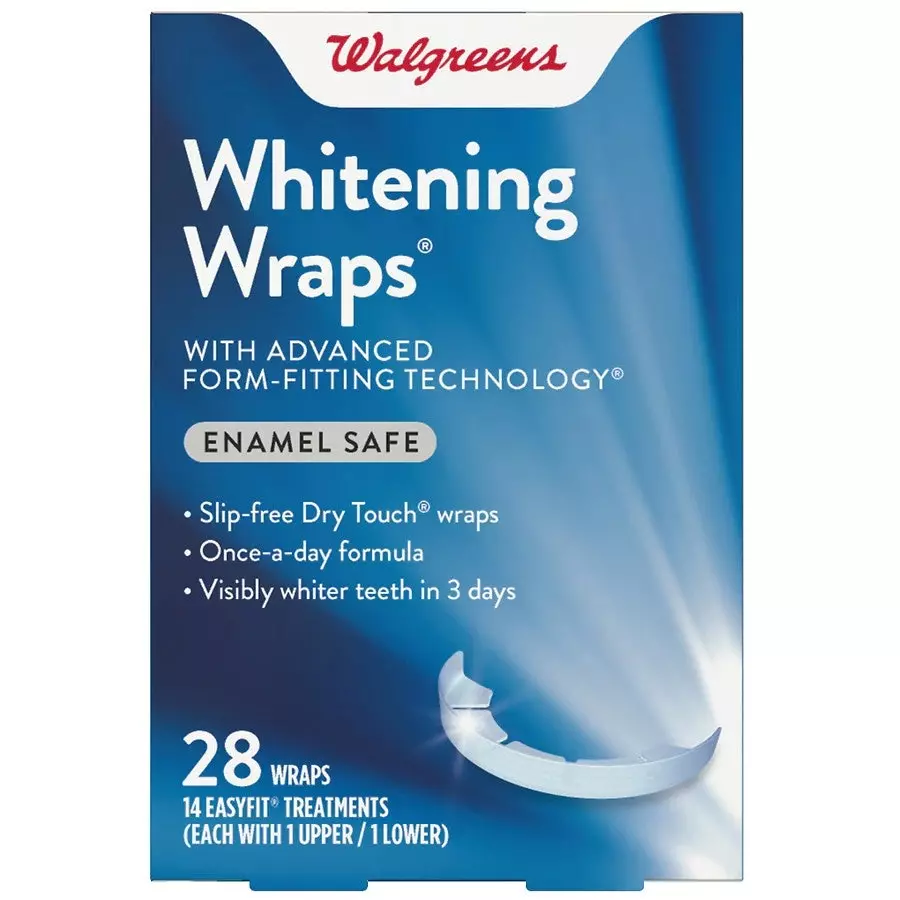 Walgreens Whitening Wraps በነጭ ጀርባ ላይ