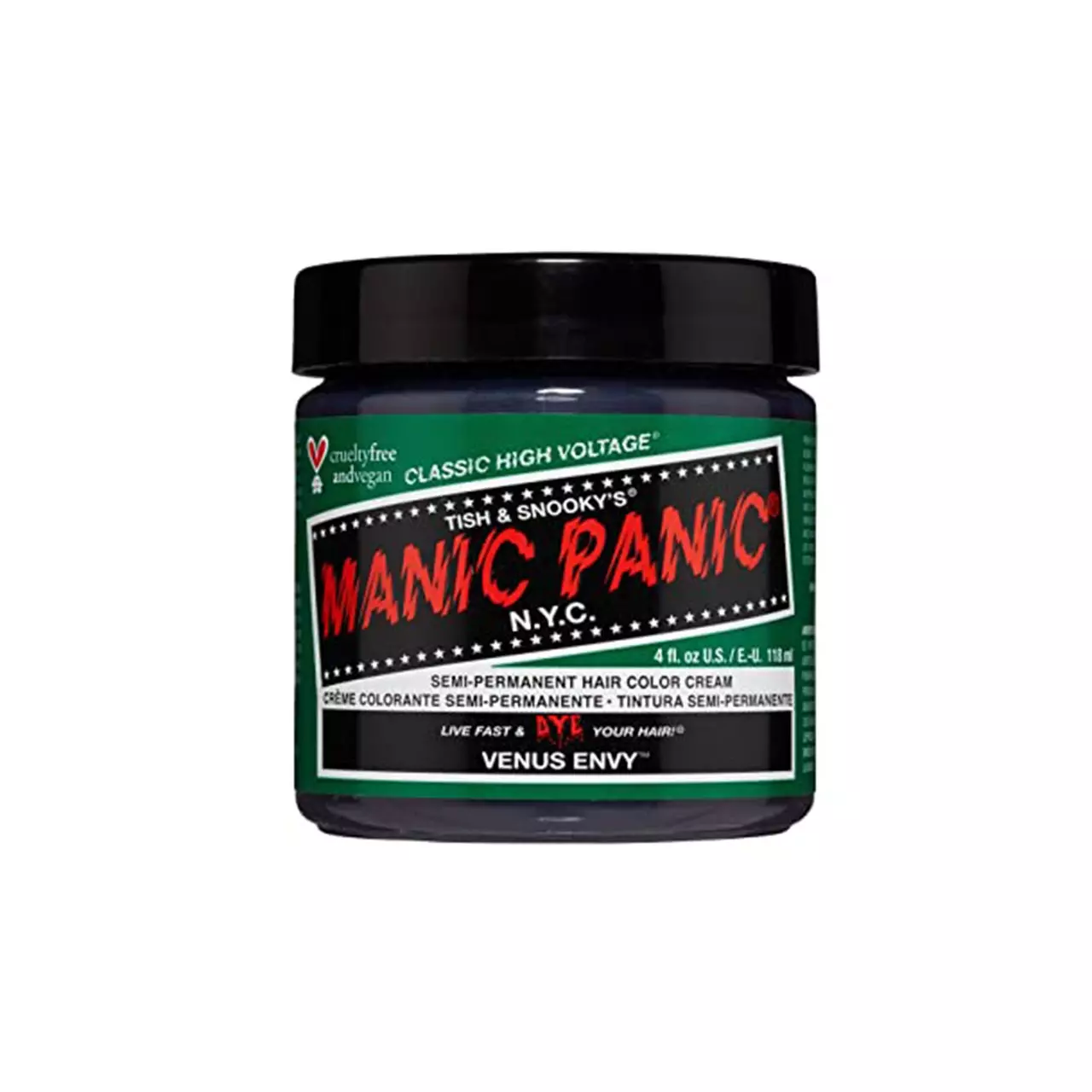 Manic Panic კლასიკური მაღალი ძაბვის თმის ფერი Venus Envy-ში თეთრ ფონზე