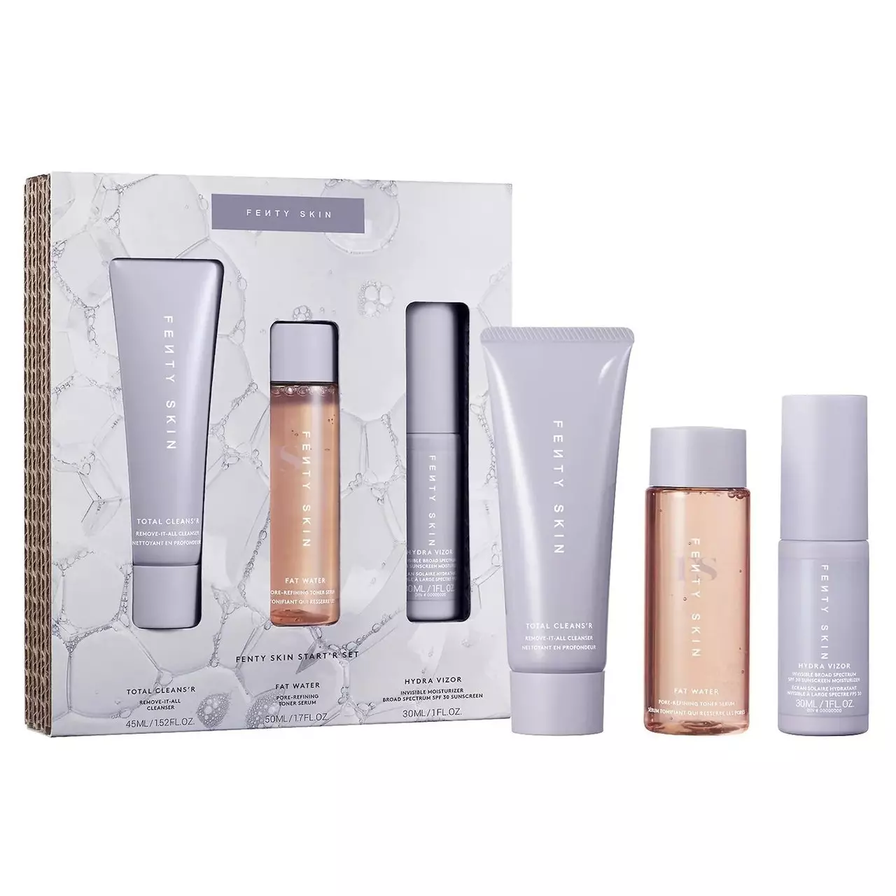 Fenty Skin Travel Size Start'r Set på hvid baggrund