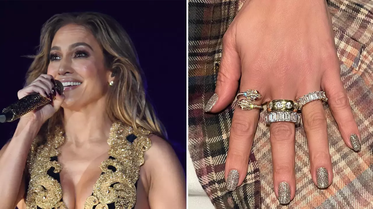 Cómo Jennifer Lopez consiguió motas de diamantes y oro en su última manicura