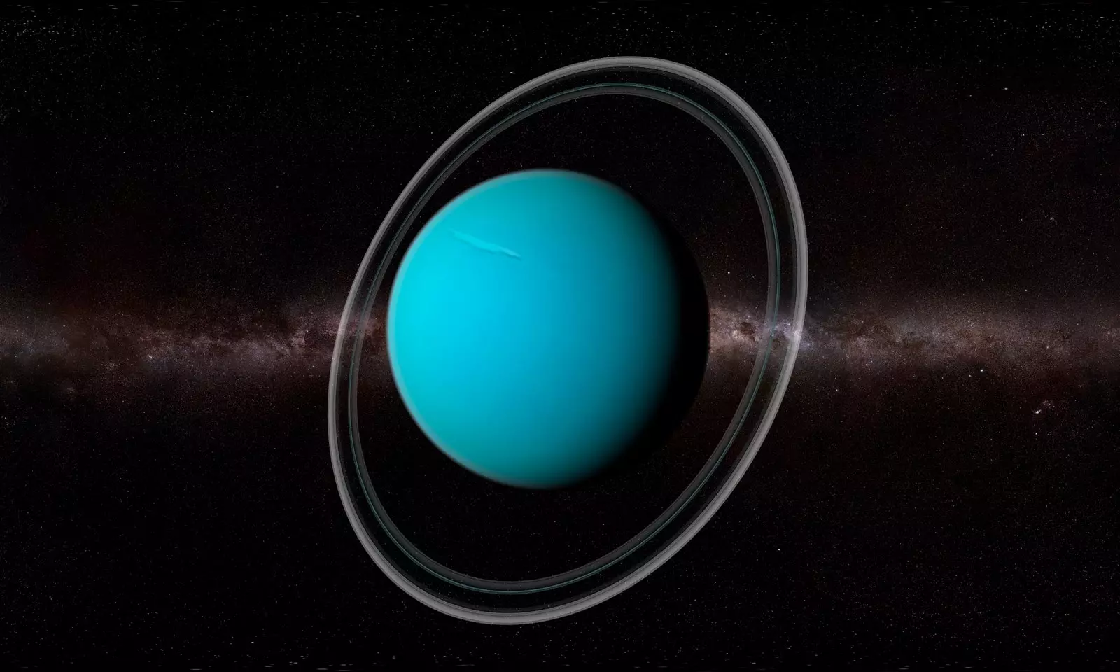 ilustrasi uranus sebuah planet biru dengan cincin di angkasa