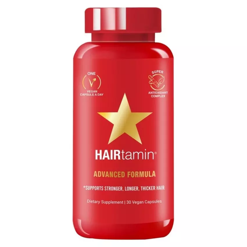 Вітаміны HAIRtamin Advanced Formula на белым фоне