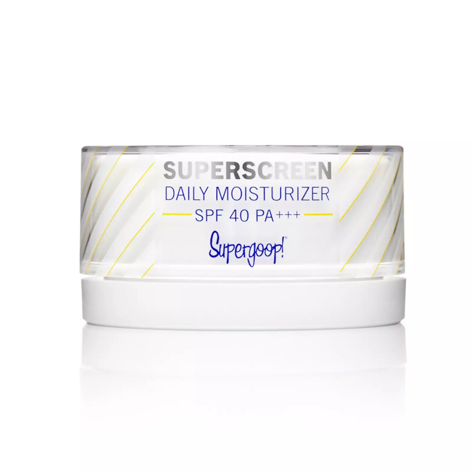 Supergoop Superscreen Daily Moisturizer széles spektrumú SPF 40 PA fehér alapon