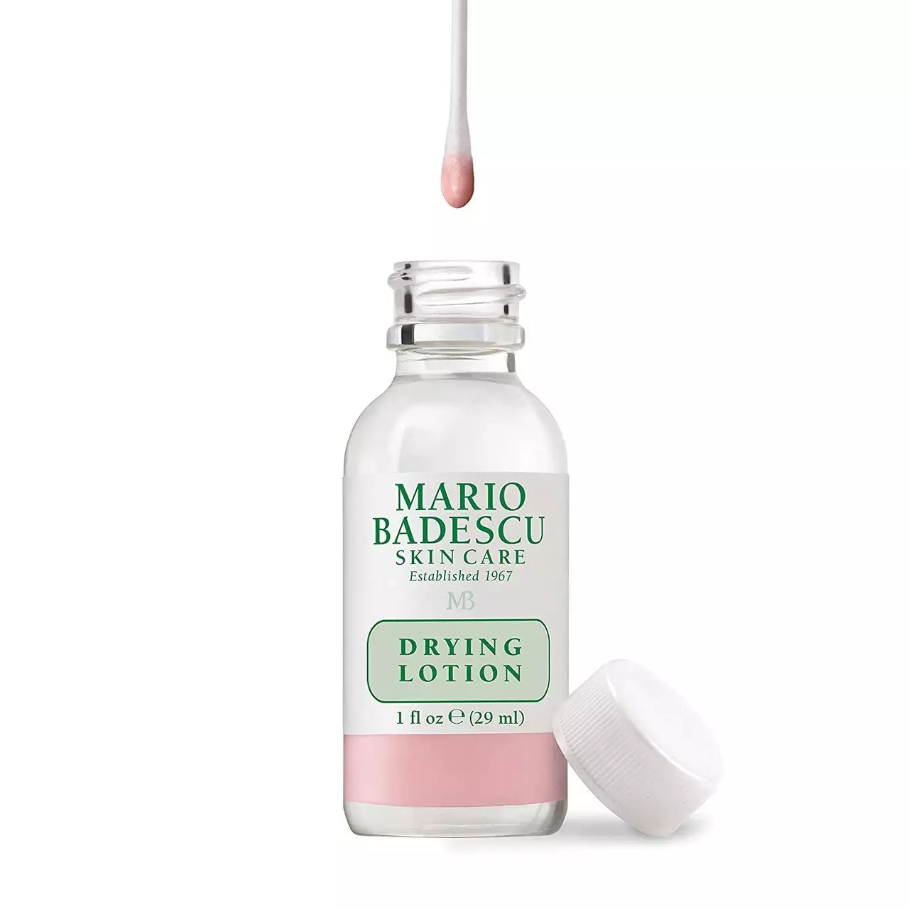 Loción de secado para el cuidado de la piel de Mario Badescu sobre fondo blanco